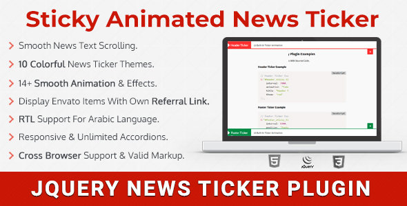 BWL Sticky Animated News Ticker jQuery Plugin by xenioushk | CodeCanyon